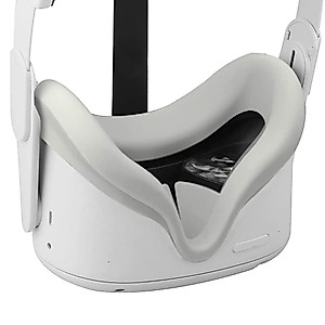 VR Face Cover and Lens Cover Compatible for Meta/Oculus Quest 2 Headset, SINWEVR Sweatproof Silicone Interfacial Face Mask Pad Cushion, Washable and Light Blocking Quest 2 Accessories (White)