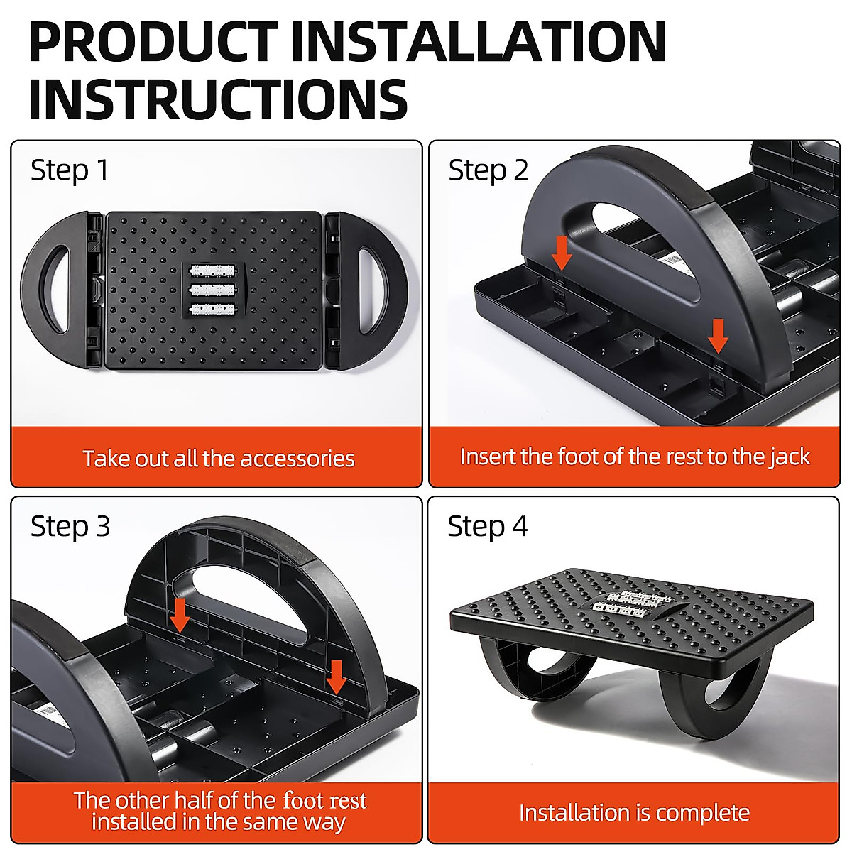 Foot Rest Under Desk at Work, Rocking Foot Nursing Stool, Ergonomic Desk Footrest with Roller Massage for Pressure Relief, Rocker Balance Board Comfortable Leg Rest for Office & Home (Black)