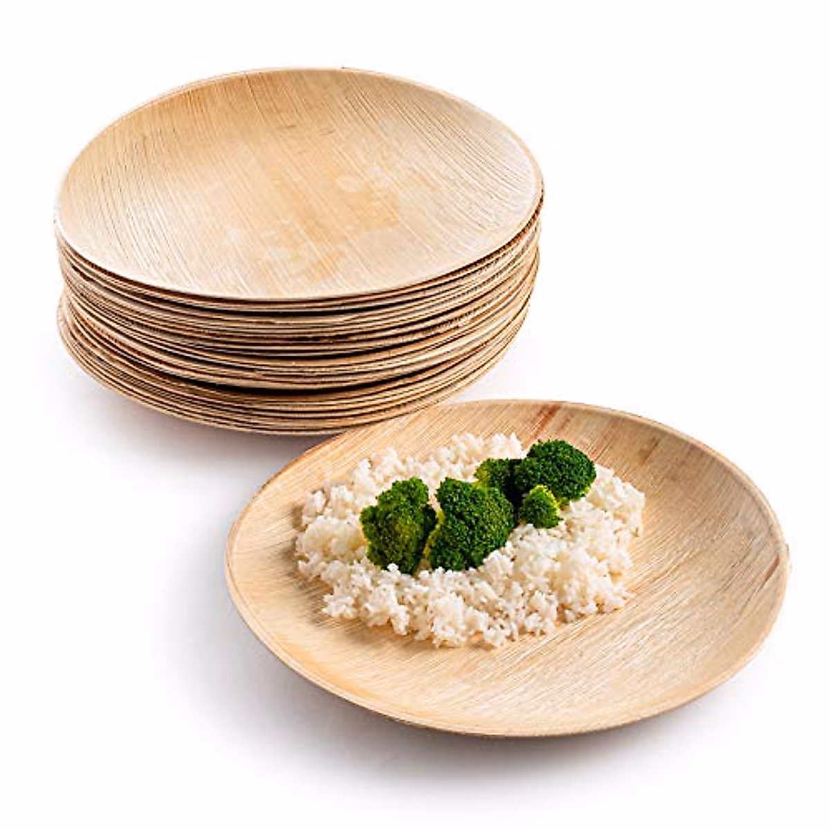 brheez Palm Leaf Plates 25 Ct (12 Inch) - Eco Friendly, Compostable & Biodegradable - Elegant Bamboo Look Disposable Party Plates are Heavy Duty and More Environmentally Friendly than Paper Plates