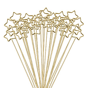Tinsow 30 Pcs Metal Floral Place Card Holder, 13.4 Inch Flower Picks Clip for Floral Arrangement, Golden Gift Card Holder for Wedding and Party (Stars)