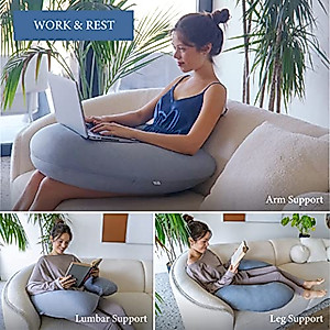 PharMeDoc Crescent Cooling Pregnancy Pillows - Body Pillow for Adults - Side Sleeper – Maternity and Nursing Pillow Breast Feeding - Pregnancy Must Haves - Dark Grey Cooling Cover