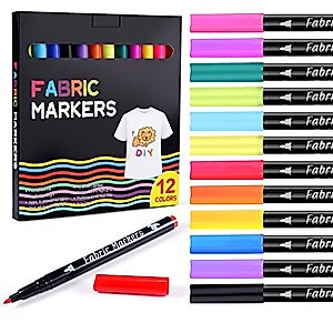 Siumir Fabric Markers for Clothes 12 Colors Cloth Markers Fabric Pens for DIY Arts