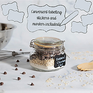 Glass Jars with Airtight Lid 16 oz | Glass Airtight Food Storage Containers | Clear Leak Proof Rubber Gasket and Clamp Lid [Set of 6]