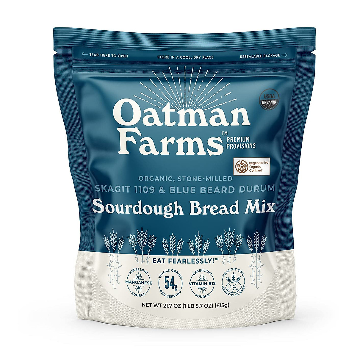 Organic Sourdough Bread Mix - Blue Beard Durum & Skagit 1109, Cinnamon Raisin, & Skagit 1109 & White Sonora - Whole Wheat Bread Mix by Oatman Farms - Features Regenerative Organic Certified Stone-Mil