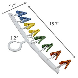 EIKS 2 Pack Hanger Drying Rack with 8 Clips for Drying Socks, Bras, Towel, Underwear, Scarf, Hat, Apply for Home Outdoor Travel Portable