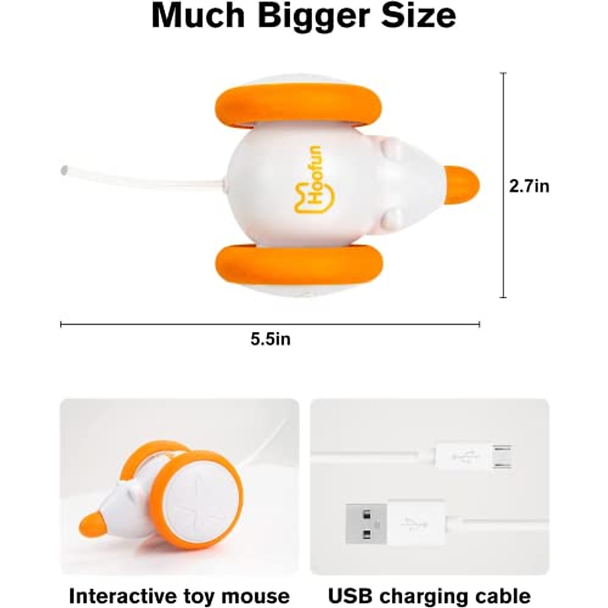 Hoofun Automatic Interactive Cat Toys for Indoor Cats: Pet Play Ball Kittens Electronic Rat Cats Toys with LED Lights Kitten Toys Mice Smart Toys, Cats Toys with Motion Wheel (Mouse)