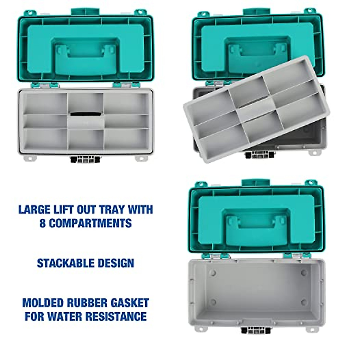 Sheffield 12671 13" Tackle Box, Fishing Gear Organizer for Fly Fishing, Flip-Up Lid, Lift-Out Tray, Stackable Storage, Made In USA