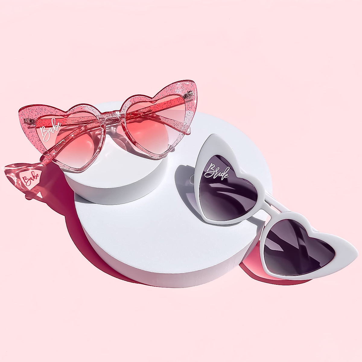 Effortless Events 7-Pack Bride Sunglasses, Bridesmaid Sunglasses, White & Pink