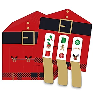 Big Dot of Happiness Jolly Santa Claus - Christmas Party Game Pickle Cards - Pull Tabs 3-in-a-Row - Set of 12