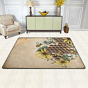 ALAZA Honey Bee Sunflower Vintage Area Rug Rugs for Living Room Bedroom 3'x2'