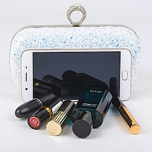 Women Evening Bags Handbags Glitter And Clutches for Women Purse Totes Dance Wedding Party Parites PromWith Two Chain Strap Black Pink Gold Silver White(white)