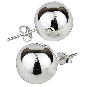 LaTisoro Sterling Silver Ball Stud Earrings in 14mm 100% Hypoallergenic Earrings