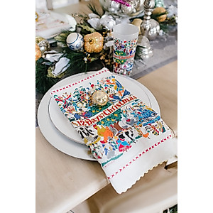 Catstudio 12 Days of Christmas Dish Towel, Winter Holiday Kitchen and Hand Towel with Original Artwork - Perfect Tea Towel for Christmas Decorations