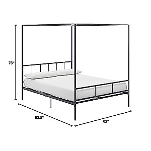 Novogratz Marion Canopy Bed, Drak Gray, Queen