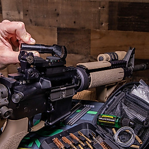 Clenzoil Field & Range Tactical Gun Cleaning Kit | Black | All-in-One Rifle & Pistol Cleaning Kit | Includes Field & Range CLP, Bore Brushes, Patches, Rod, Cable, Handle, Brush, Tools & More!