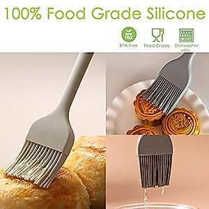 TACGEA Silicone Basting Pastry Brush Heat Resistant, Kitchen Cooking Brushes for Oil, Spread Sauce, BBQ, Baking, Grilling, BPA Free, Set of 3 Gray
