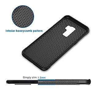 JETech Slim Fit Case for Samsung Galaxy S9+ Plus, Thin Phone Cover with Shock-Absorption and Carbon Fiber Design (Black)