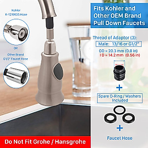 Kitchen Faucet Pull Down Spray Head, Faucet Sprayer Replacement for MOEN DELTA Kitchen Sink Pull-Down Faucet, Brushed Nickel - Upgraded Ver.