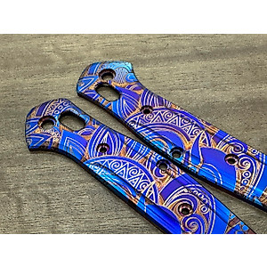 Flamed SUNRISE heat ano engraved Titanium Scales for Benchmade 940 Osborne