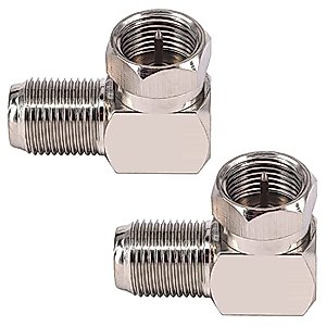GZXUNFA 2 Pack F Type Coaxial Cable Right Angle Connector Male to Female Quick Connector Adapter, RG6 Coax Cable Extender – 90 Degree F Type Adapter for Wall Plates and Coax Cable