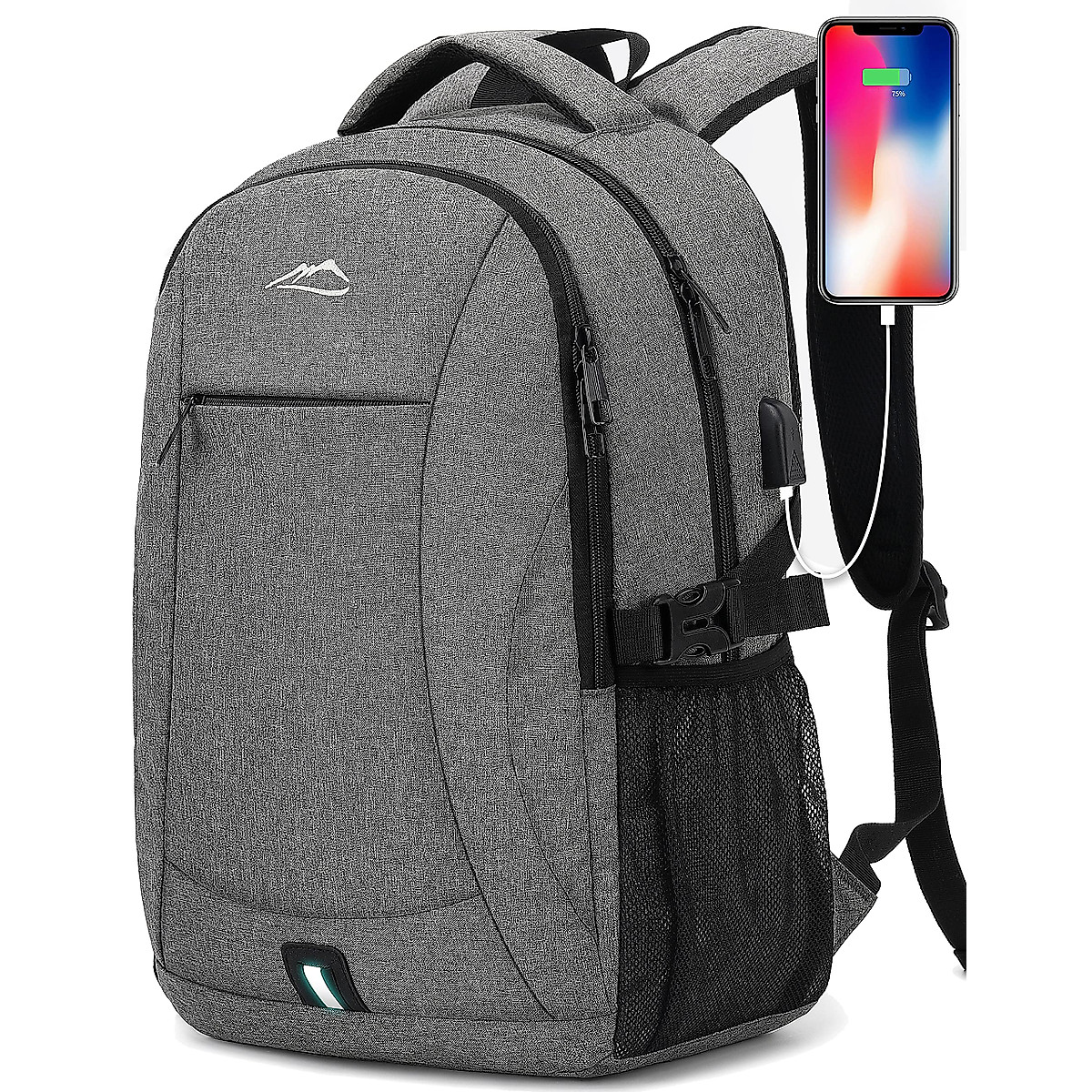 ProEtrade Laptop Backpack, Business Travel Anti Theft Bookbag with USB Charging Port for School College Work Computer Bag Daypack Fit 15.6 Inch Notebook, Gifts for Men Women Teen (Grey)