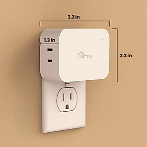 Smart Dimmer Plug 1 Pack, TREATLIFE Dual Outlets Plug-in Lamp Dimmer Switch for Dimmable LED, CFL, Halogen and Incandescent Bulbs, Lamps, String Lights, Max Power 300W, 2.4GHz WiFi Only