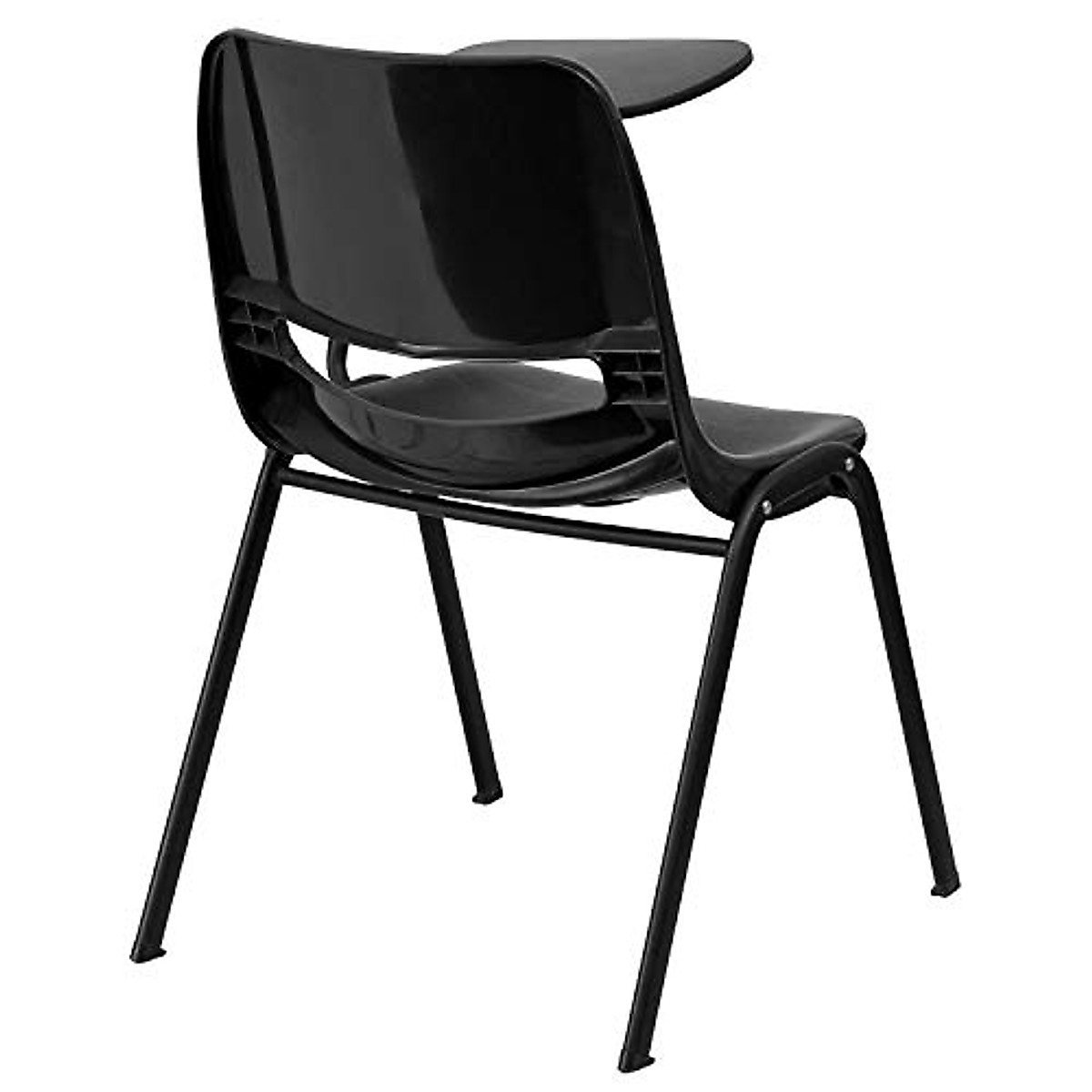 Flash Furniture Black Ergonomic Shell Chair with Left Handed Flip-Up Tablet Arm