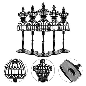 Gadpiparty Skirt Hangers 6 Pack Mini Mannequins Detachable Dress Forms Plastic Doll Clothes Mannequin Display Support Holder for Doll Dress Model Stand (8.5inch, Black) Dress Form