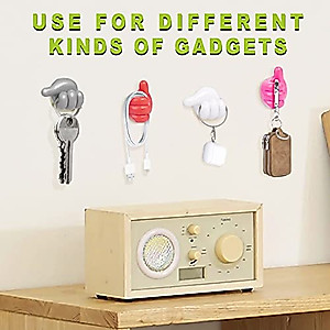 Smarthome 10pcs Silicone Wall Thumb Hooks, Self Adhesive Thumb Hook Cord Cable Holder, Creative Thumb Wall Key Toothbrush Earphone Hooks, Cable Clip Cord Holder (10)