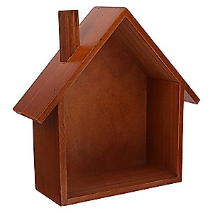 VOSAREA Wooden Wall Shelf Wall Mounted Floating Shelves House Shape Wall Storage Rack Wall Organizer for Office Kitchen Living Room Bathroom