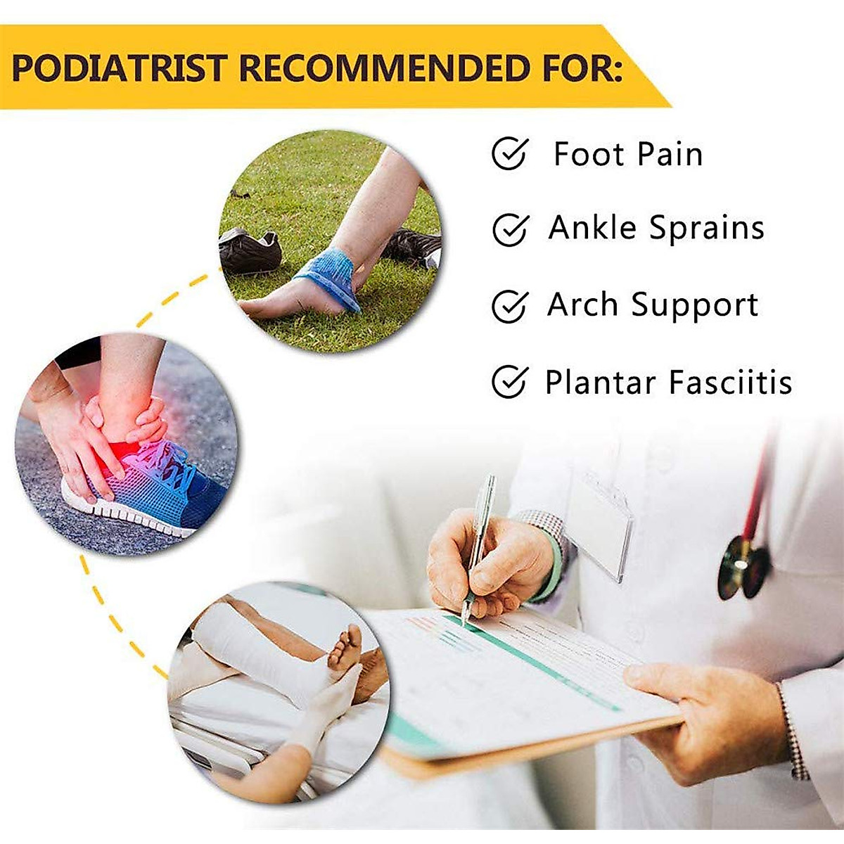 Ankle Brace, for Running, Arthritis, Pain Relief, Arch Support, Sports Injuries and Recovery, Adjustable Breathable Nylon Elastic Material Anti-Sprain Ankle Protector Fits All Men Women