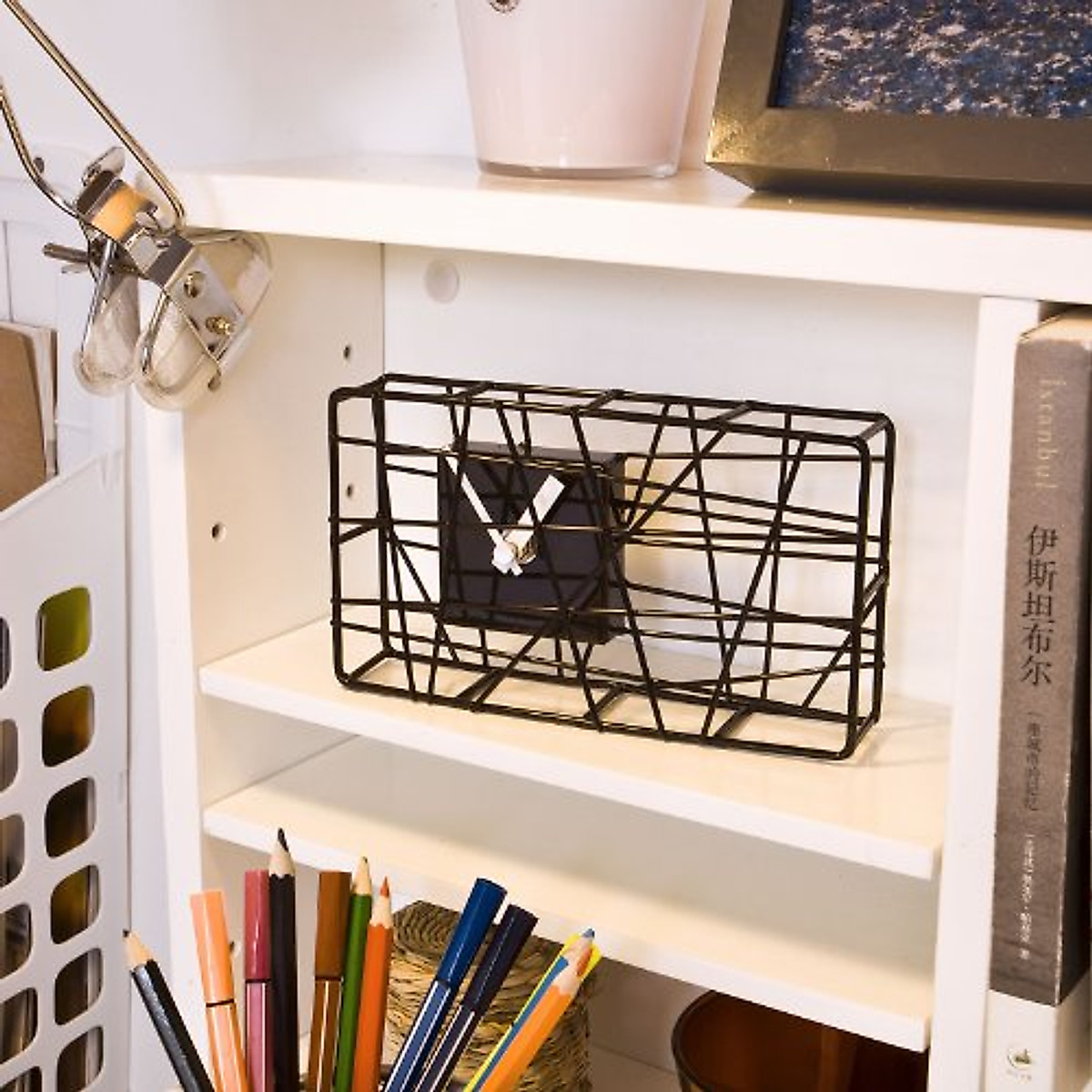 Haotian FWT07-W,White Folding Wooden Wall-Mounted Drop-Leaf Table Desk Integrated with Storage Shelves