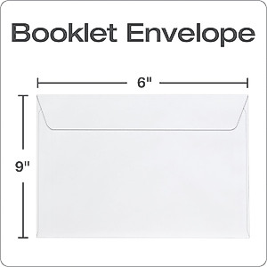 Columbian 6" x 9" Booklet Envelopes, Gummed Seal, for Mailing or Storage, 24 lb White Wove, 100 per Box (COLO915)