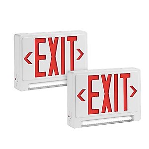 Ciata 2 Pack Ultra Bright Energy-efficient Lighted Exit Signs with Battery Backup, Indoor Led Emergency Exit Sign, Battery Powered Exit Sign, Exit Signs for Business, Led Adjustable Light Pipe Combo