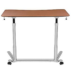 Flash Furniture Merritt Sit-Down, Stand-Up Cherry Computer Ergonomic Desk with 37.375"W Top (Adjustable Range 29" - 40.75")