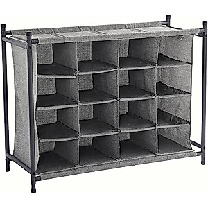 WRKBKS 4 Level Easy Shoe Cabinet - Holds 16 Pairs, Grey
