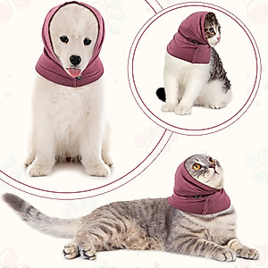 Sanwuta 3 Pcs 3 Size Dog Ear Cover Dog Calming Hoodie for Anxiety Relief, Pet Neck and Ears Warmer Dog Calming Hood for Grooming, Bath Drying and Noise Protection, Cats and Dogs Ear Protector, S/M/L