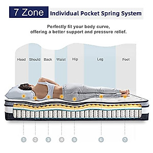 Vesgantti Twin XL Mattress 10 Inch Innerspring Multilayer Hybrid XL Twin Mattress - Ergonomic Design with Memory Foam and Pocket Spring Mattress Twin XL Size - Box Top Series Medium Firm Feel