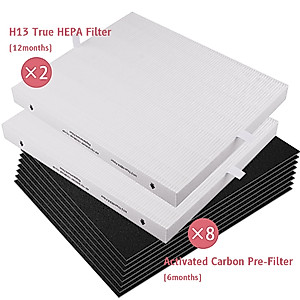 Aneedmore AP-1512HH Filter Replacement Compatible with Coway Airmega AP1512HH and 200M Air Purifiers, 2 HEPA(H13) Filter + 8 Activated Carbon Filters. Part # 3304899