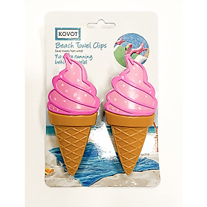 KOVOT Beach Towel Clips - Towel Holders for Beach Chairs, Patio or Pool Fence - Keeps Your Towel or Cloths from Blowing Away - Set of 4 Clips, Flip Flops