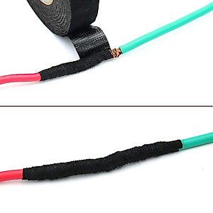 Tueascallk 6 Rolls 300 Feet Black High Temperature Resistant Insulating Fiber Flannel Electrical Tape, Automobile Wiring Harness Friction Tape, Width 1", 3/4", 3/8"