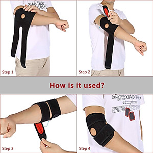 BORDSTRACT Elbow Brace, 1Pcs Tendonitis Adjustable Elbow Support with Dual Spring Stabilizer Relieve Arthritis and Sports Injury Pain