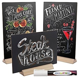 8 x12 Inch Tabletop Chalkboard Sign with Base Stand, Menu Chalk Board Sign Store Food Signs, Message Boards for Party, Wedding, Tables Decoration, Bar and Restaurant (3 Pack)