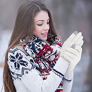 Omisy 4 Pairs Womens Gloves for Cold Weather, Christmas Gifts for Her Mom Wife Stockings Stuffers, Winter Warm Gloves with Touchscreen - Black, White, Upper cyan, Wine red