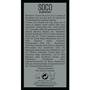 SOCO Botanicals Face Oil Serum - Anti Aging Organic Elixir for Face and Eyes with Sea Buckthorn, Argan, Rosehip & CoQ10, Neroli & Immortelle Essential Oil Blend