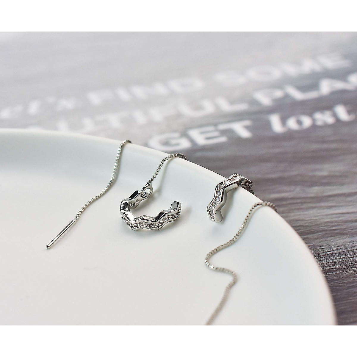 Sterling Silver Earrings Cubic Zirconia Earrings Hypoallergenic Earrings Tassel Earrings Threader Earrings Wave Ear Cuff Silver-Tone Earrings for Women Sensitive Ear Elegant Gift