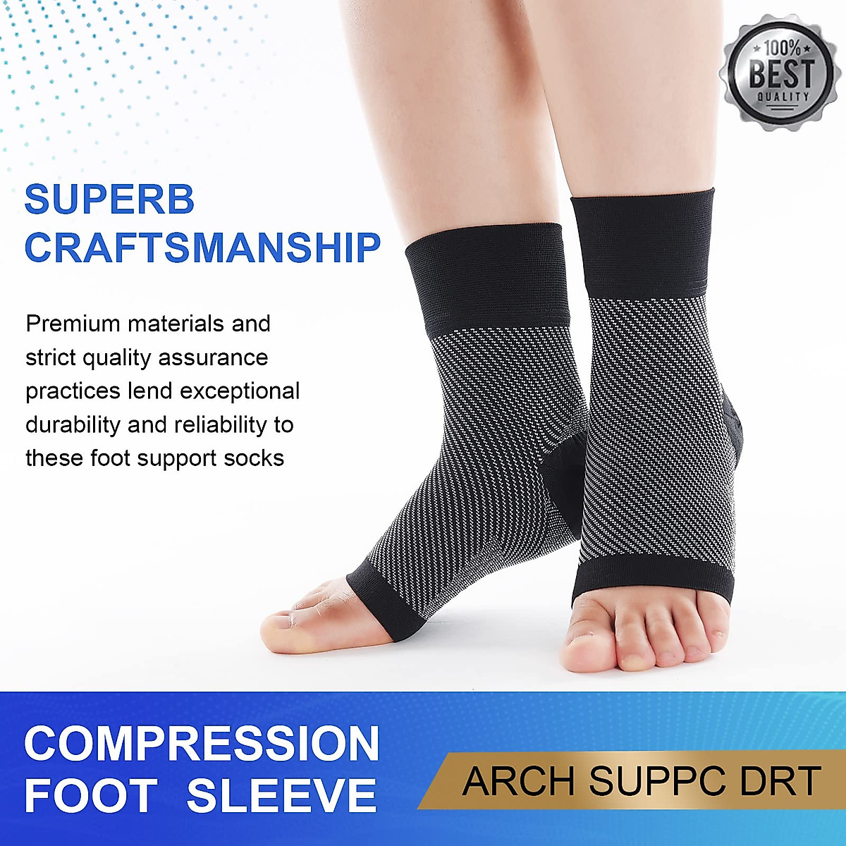 MERUYOO Ankle Brace Compression Sleeve (2 Pairs) Plantar Fasciitis Relief Socks for Women and Men, Compression Socks for Arch Support, Achilles Tendon, Neuropathy, Spain,