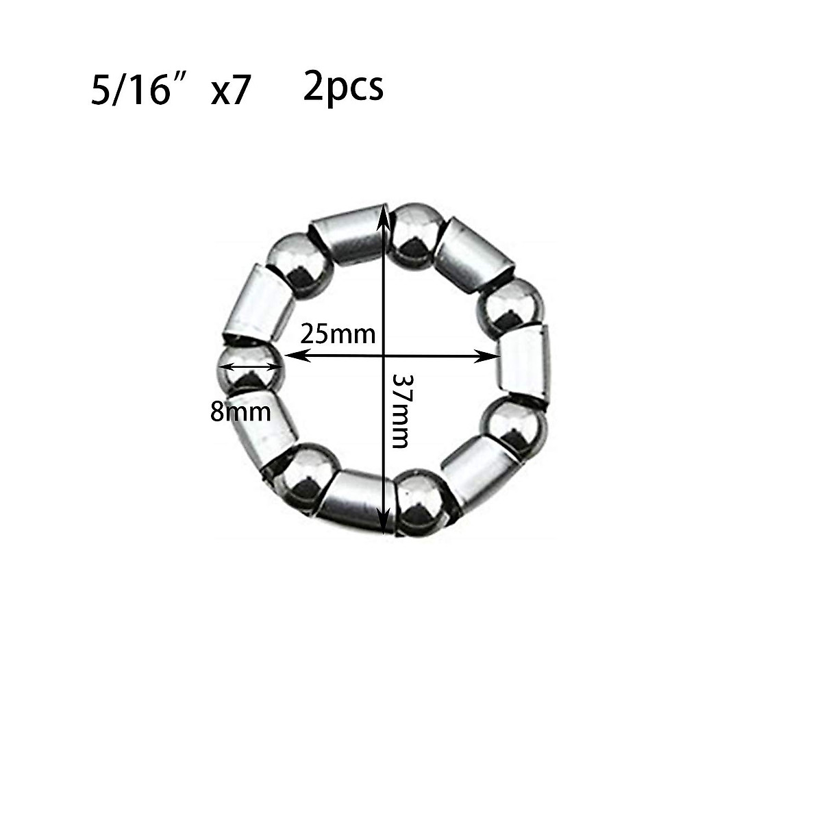 YouU UoYu Crank Bearing 5/16" Ball Size x 7/9/12 Balls for Bicycle Crank Bike Crank Bikes Beach Cruiser limos Stretch Bicycles (5/16''x7/2pcs)