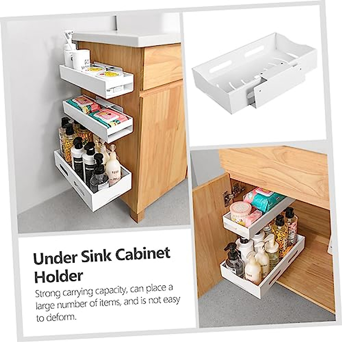 YARNOW Shelf Make up Holder Vessel Sinks Vanity Sink Sliding under Sink Drawer Under Sink Organizer Out Wire Basket Stainless Steel White Slide Out under Sink Rack Telescopic Kitchen Rack