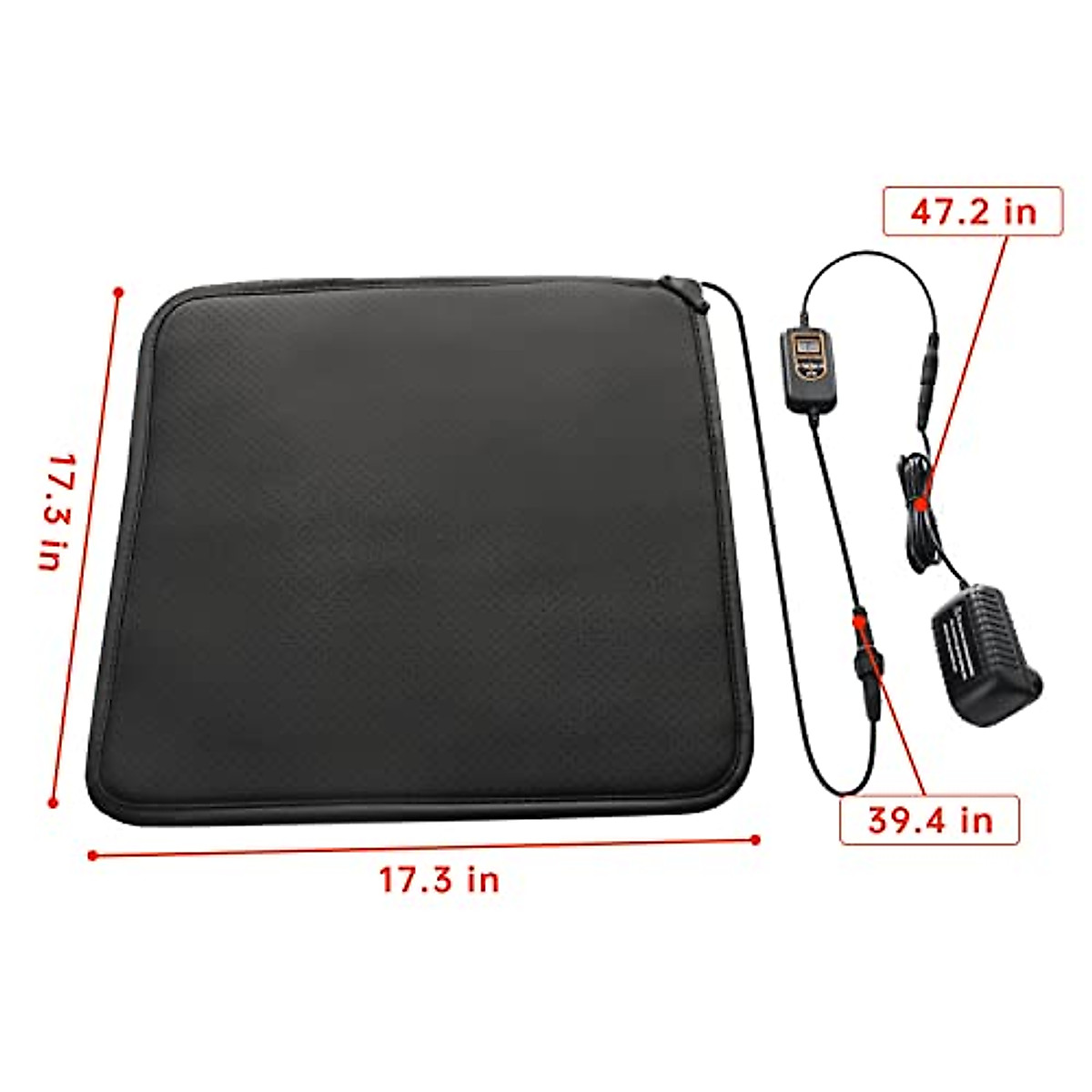 OLYDON Heated Pad for Office Chair, Square Leather Heating Pad with Auto Shut Off & Intelligence Temperature Controller, Universal Seat Warmer for Home, Office Chair (Black)